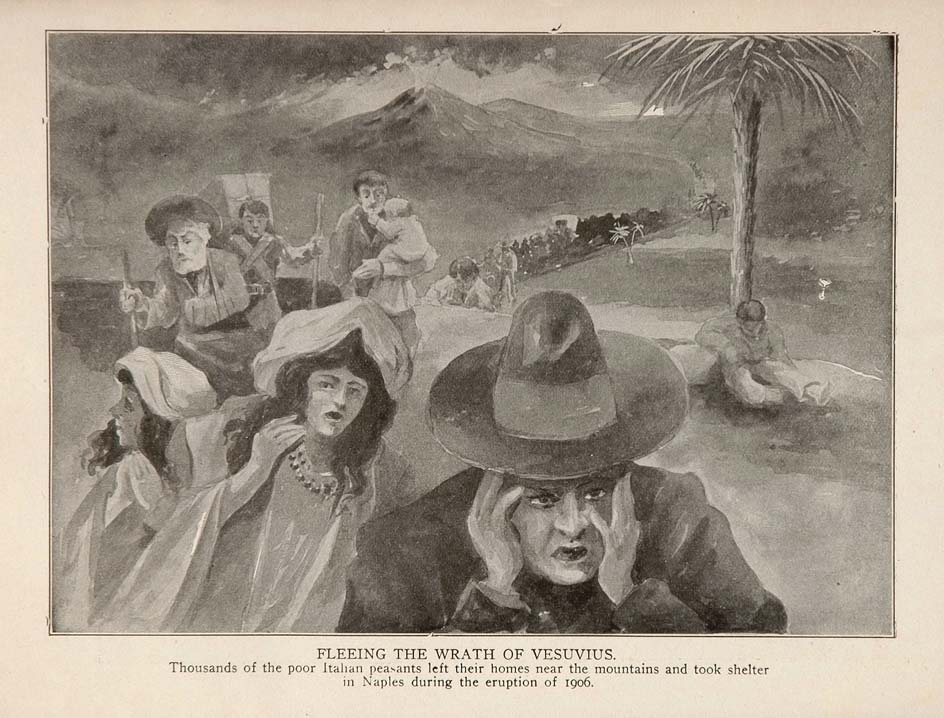 1906 Vesuvius Volcano Eruption Italian Peasants Print ORIGINAL HISTORI ...