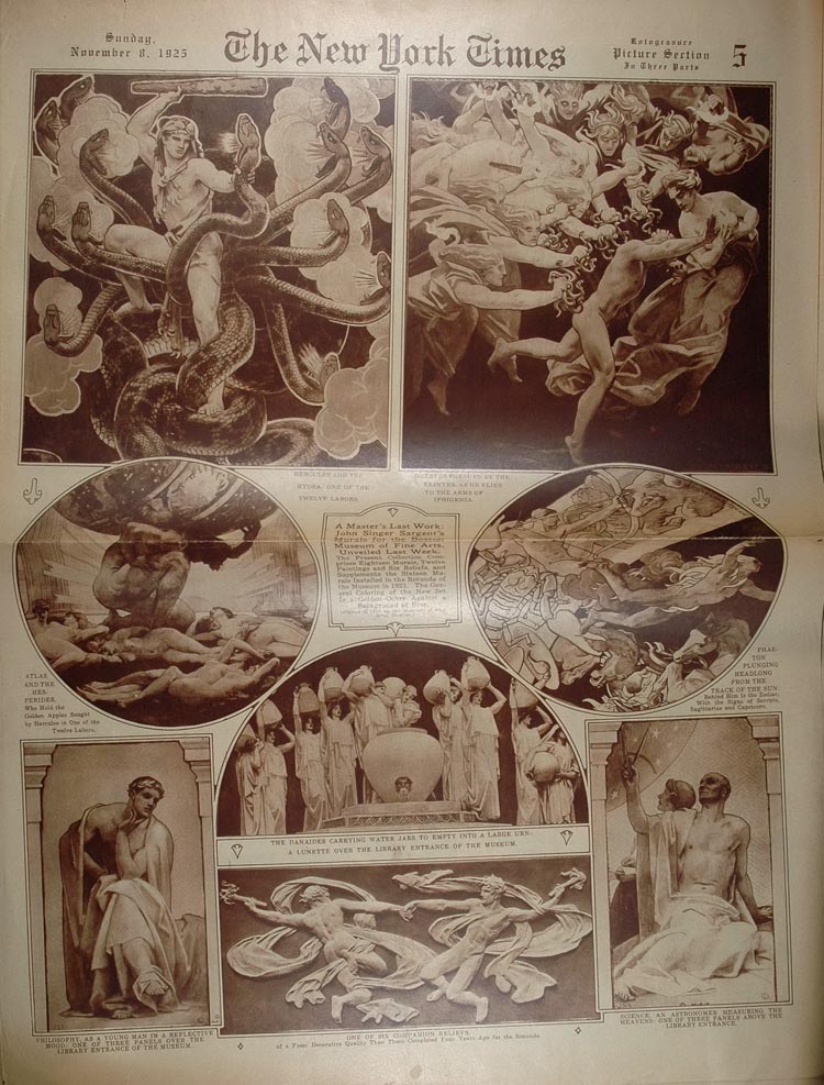 1925 John Singer Sargent Atlas Danaides Hercules Hydra - ORIGINAL RTO1 ...