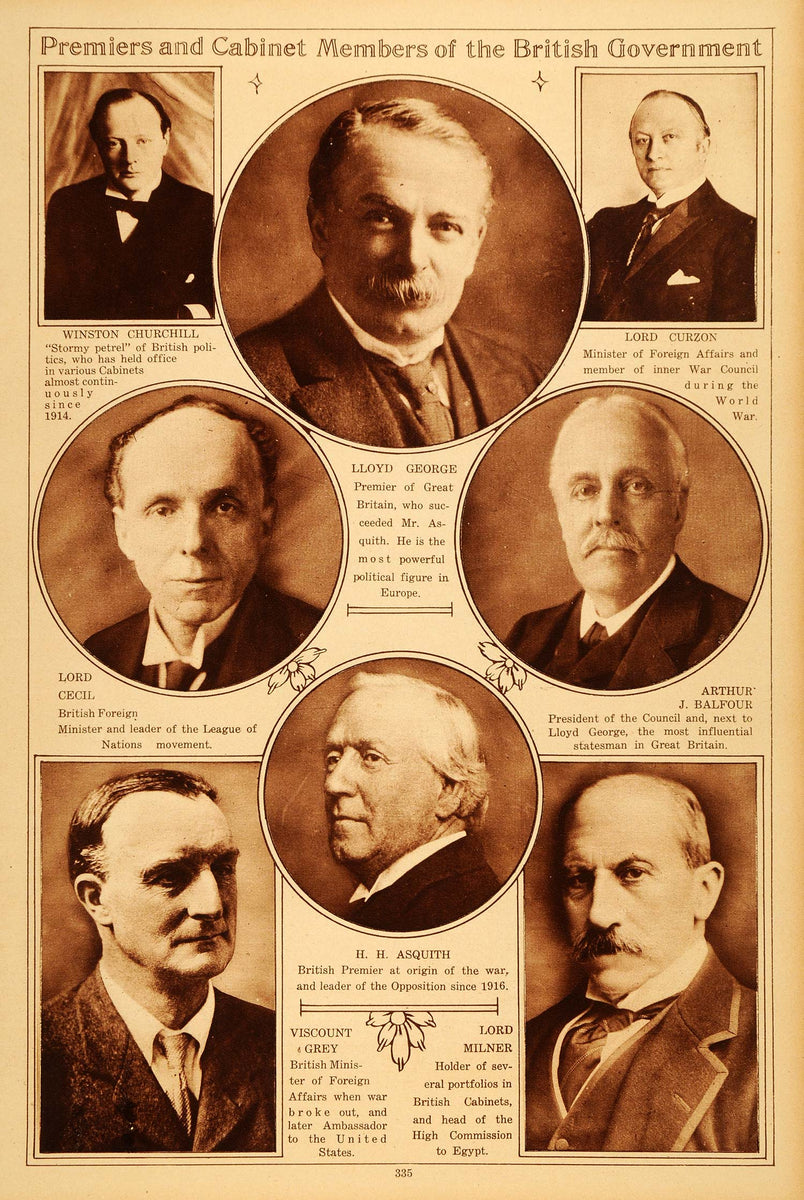 1922 Rotogravure British Government Cabinet Premier Churchill Asquith ...