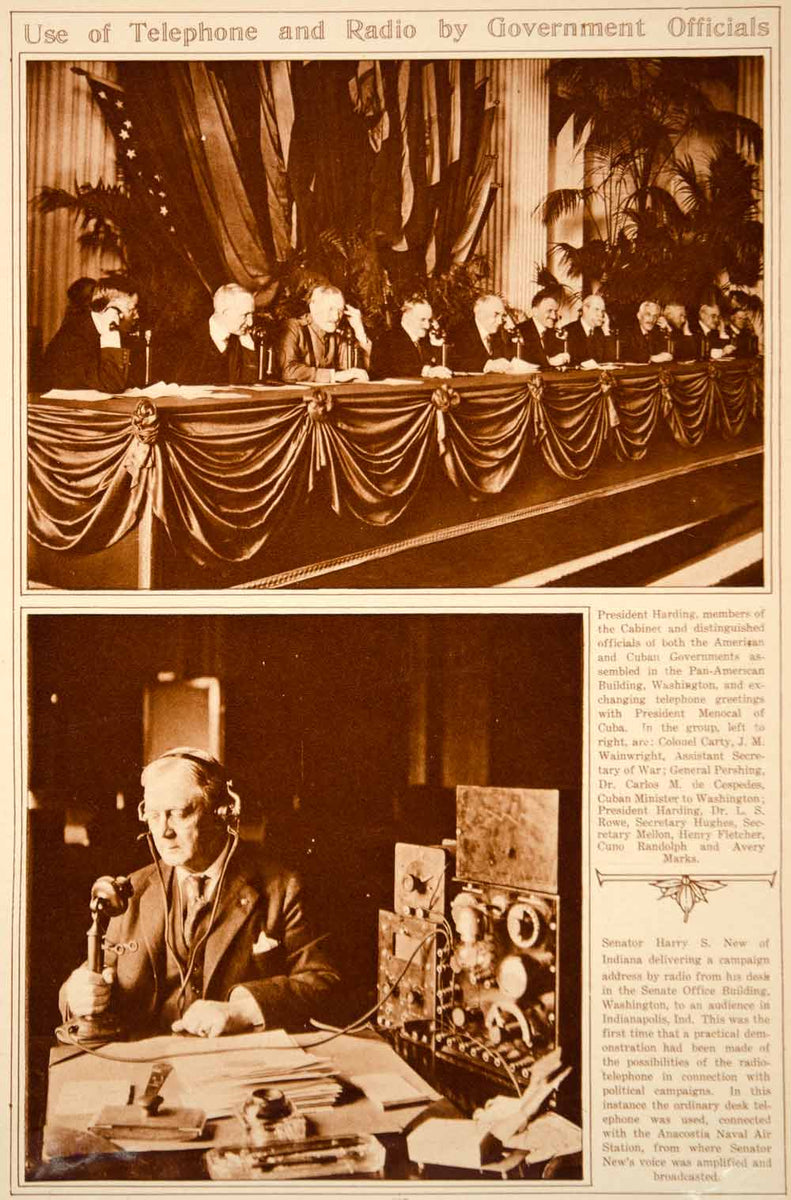 1923 Rotogravure Telephone Radio President Harding Senator Harry S. Ne ...