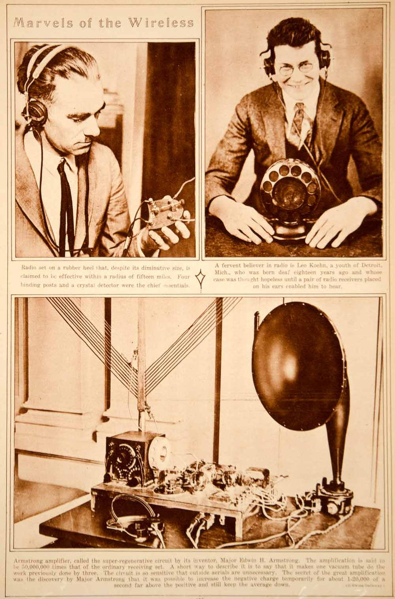 1923 Rotogravure Wireless Radio Broadcasting Deaf Armstrong Amplifier ...