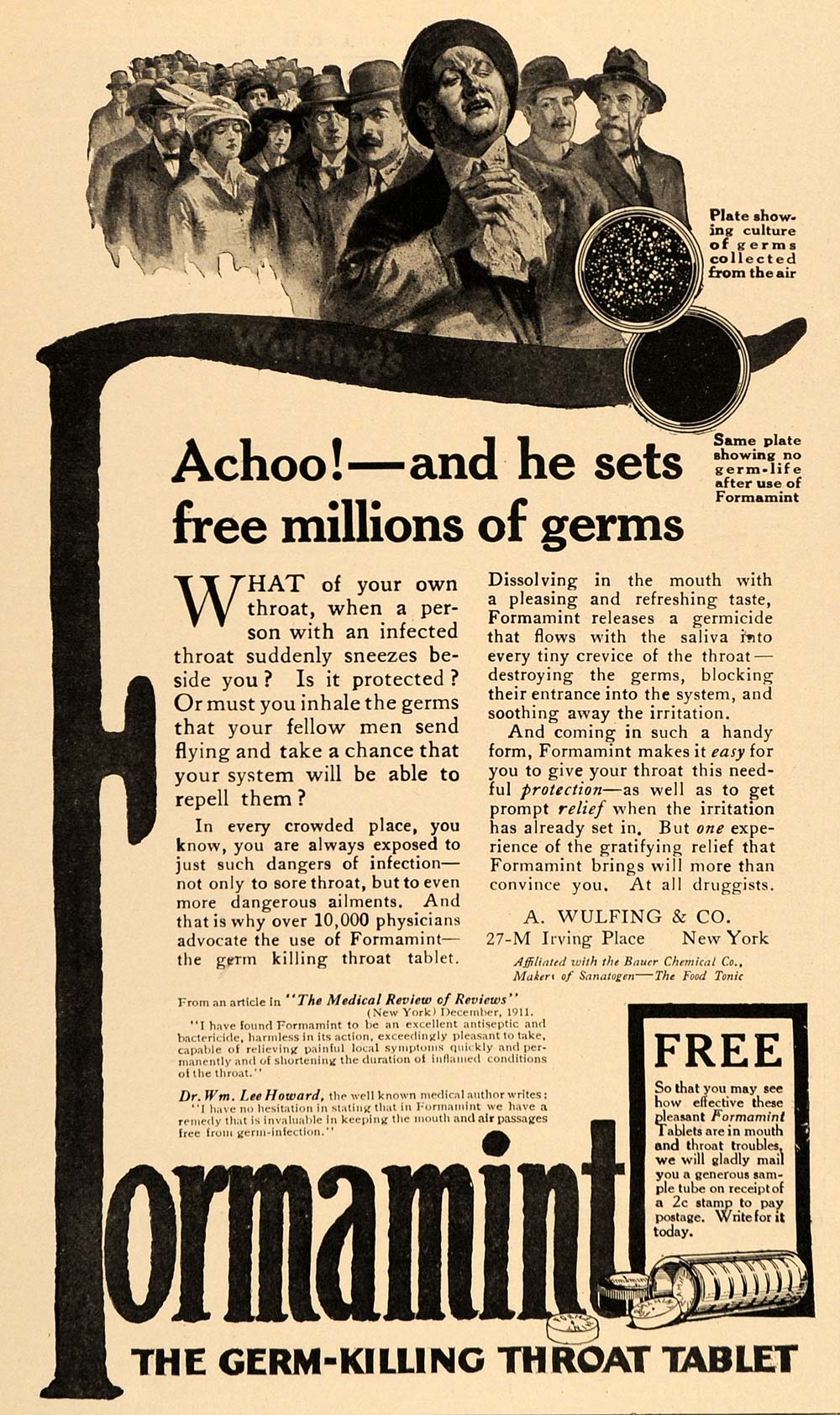 1915 Vintage Ad Formamint Germicide Throat Lozenge - ORIGINAL ADVERTIS ...