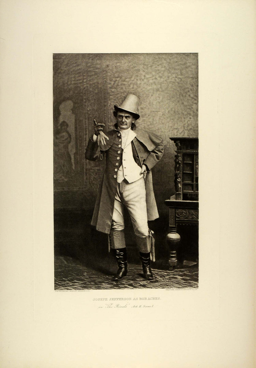 1887 Photogravure Joseph Jefferson Actor Bob Acres Rivals Comedy Play ...