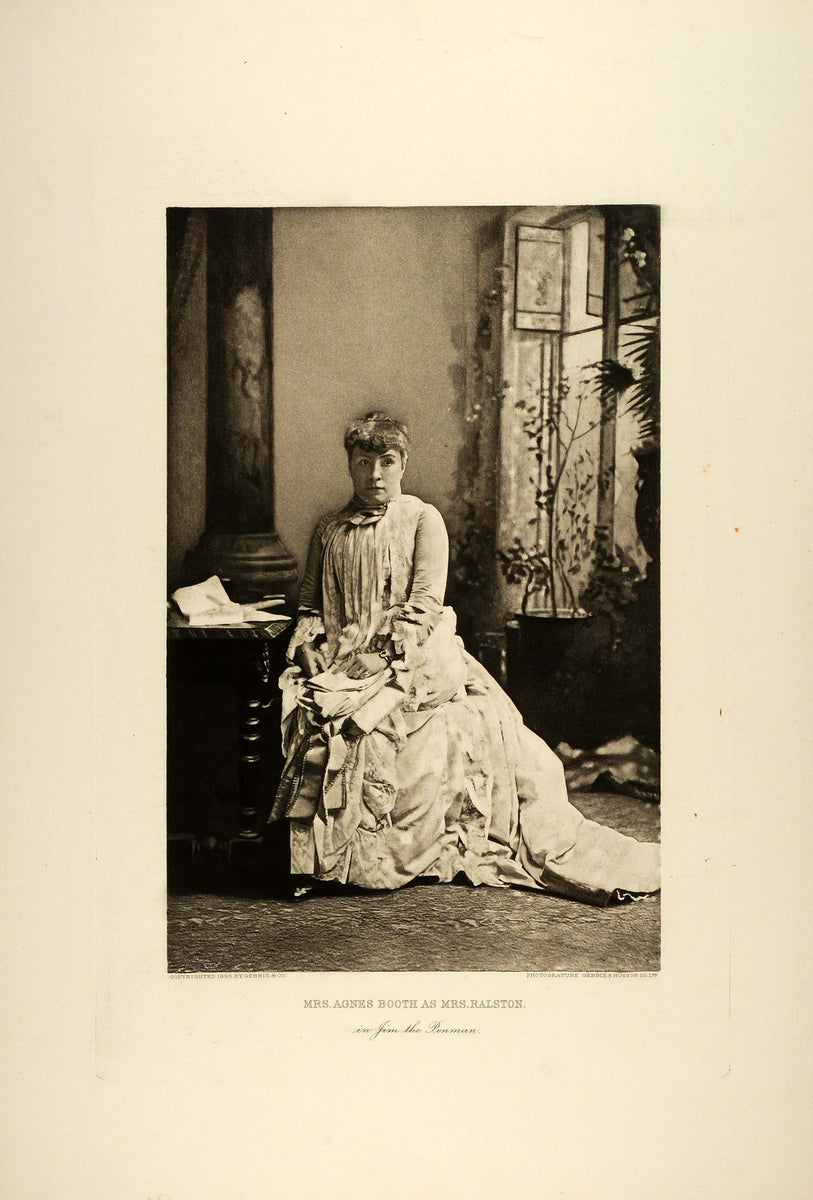 1887 Photogravure Agnes Booth Portrait Stage Actress Jim the Penman Pl ...