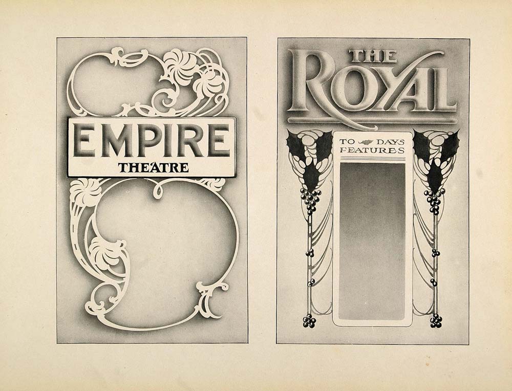 1910 Print Design Template Art Nouveau Theatre Signs - ORIGINAL SB1 ...