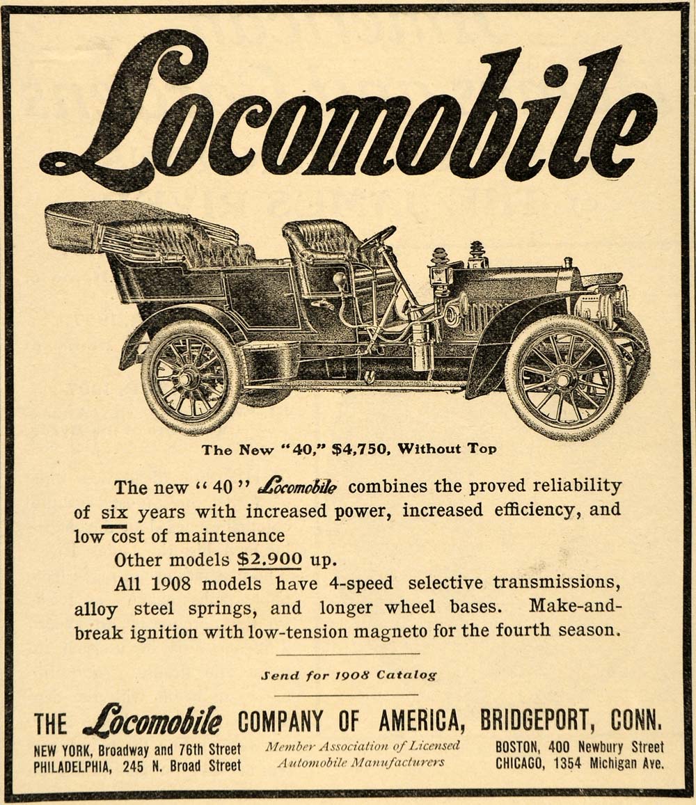 1907 Ad Locomobile Co America Automobile Car Bridgeport - ORIGINAL SCA ...