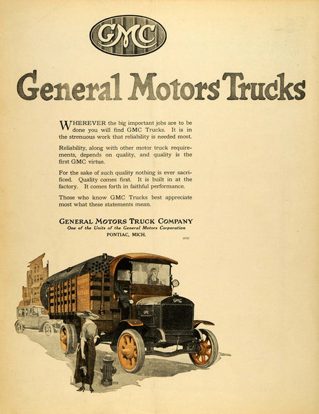 1920 Ad GMC Pontiac Michigan General Motors Trucks Cargo Vintage Motor ...