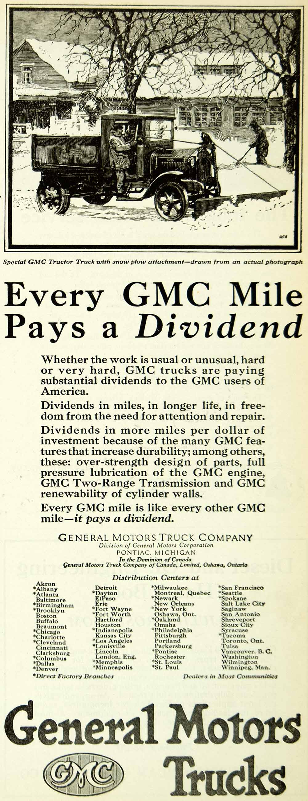 1925 Ad GMC General Motors Tractor Truck Plow Durable Advertising SCA4 ...