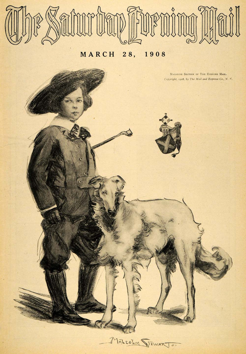 1908 Cover Saturday Evening Mail Artist Malcolm Stewart - ORIGINAL SEM ...