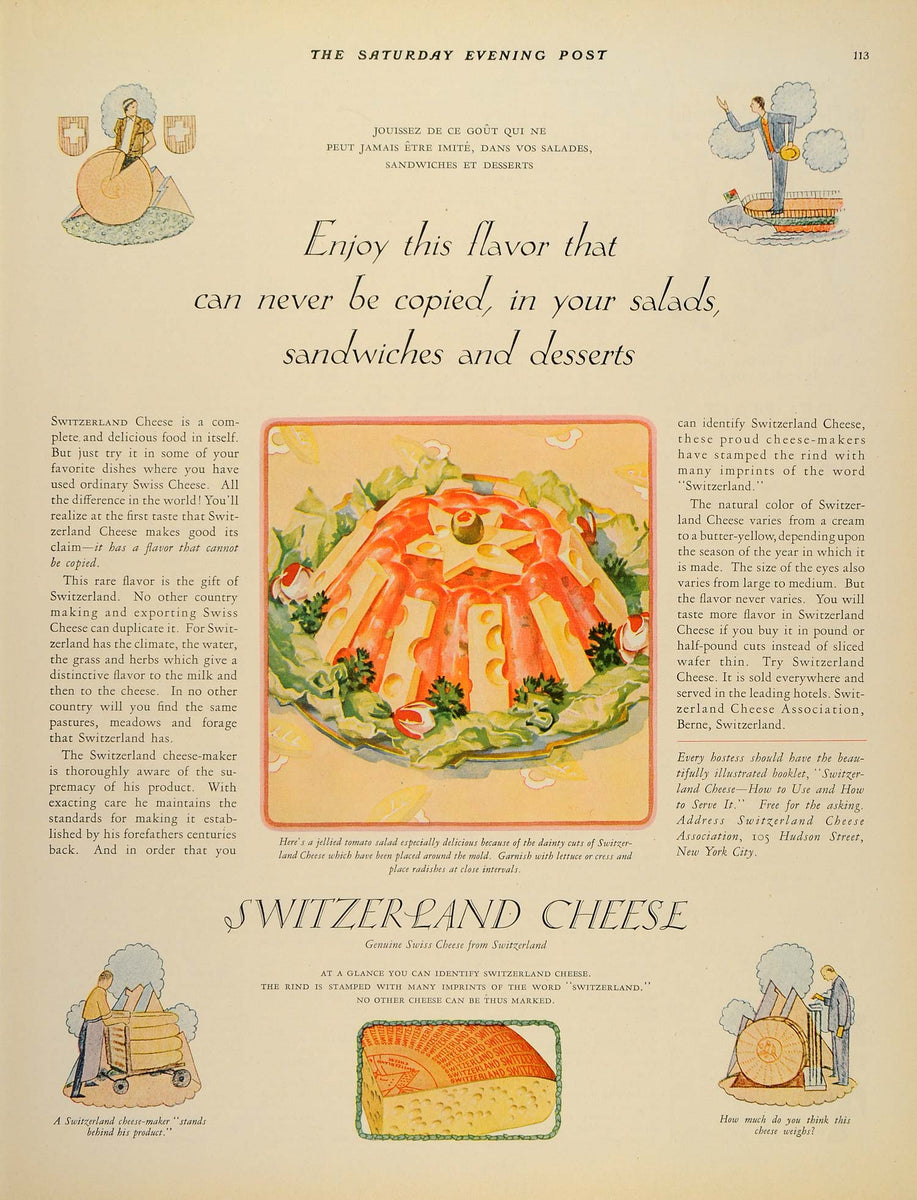 1929 Ad Switzerland Cheese French France - ORIGINAL ADVERTISING SEP3 ...