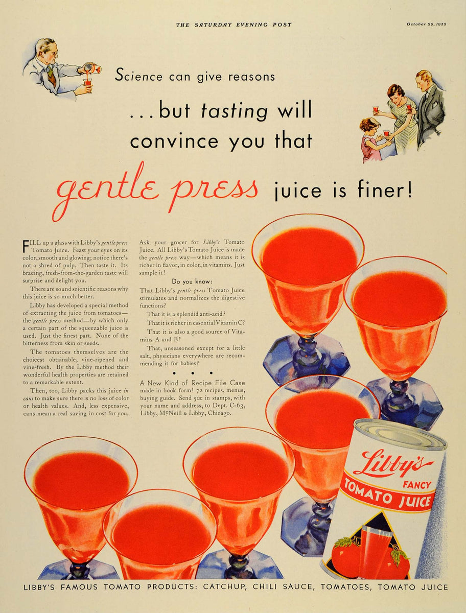 1932 Ad Gentle Press Juice Juicer Libby's Tomato Can - ORIGINAL ADVERT ...