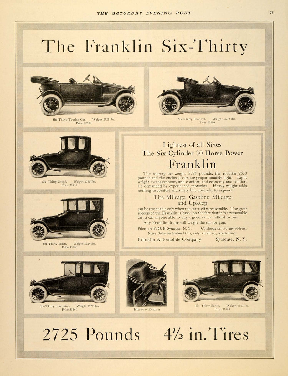 1914 Ad Franklin Six-Thirty Limousine Sedan Car Antique - ORIGINAL SEP ...