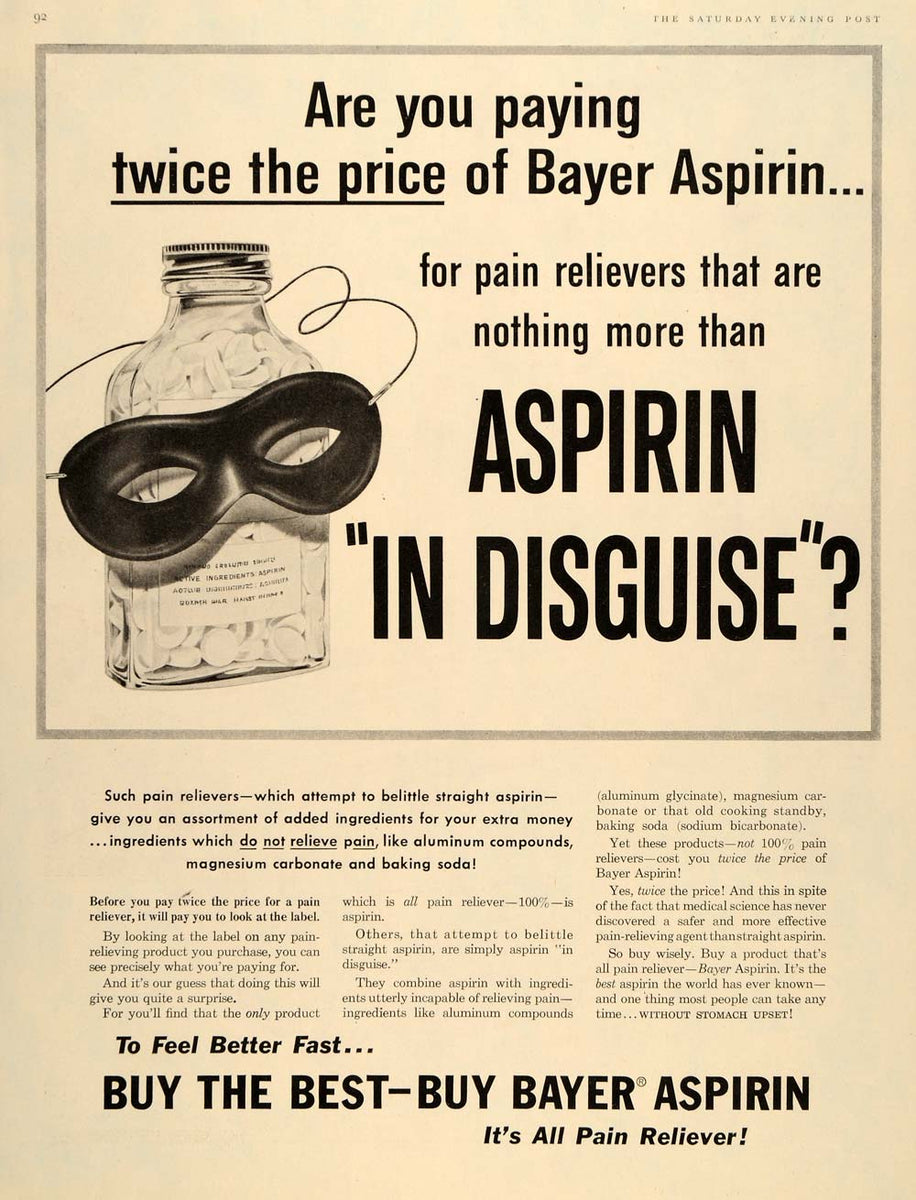 1956 Ad Bayer Aspirin Pain Reliever Stomach Medicine - ORIGINAL ADVERT ...