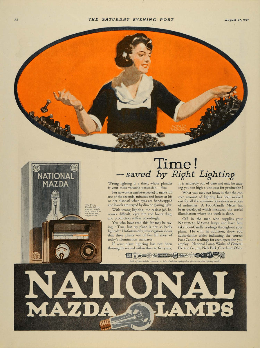 1921 Ad National Mazda Lamps General Electric Nela Park - ORIGINAL SEP ...