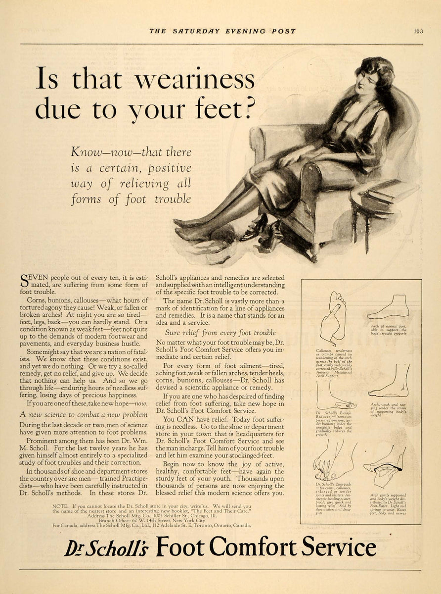 1922 Ad Dr. Scholl's Foot Comfort Bunion Callus Corn - ORIGINAL ADVERT ...