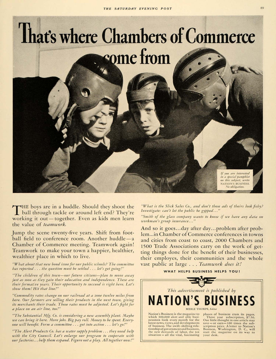 1937 Ad Chamber Commerce Boys Football Merle Thorpe - ORIGINAL ADVERTI ...