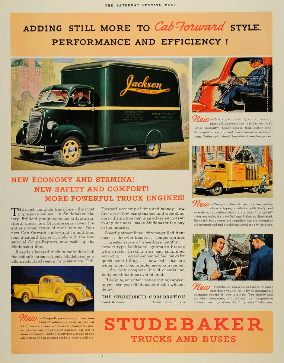 1937 Ad Studebaker Trucks Buses Cab Forward South Bend - ORIGINAL SEP4 ...