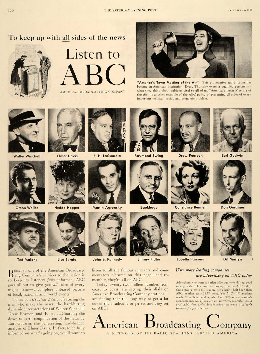 1946 Ad American Broadcasting ABC Radio Walter Winchell - ORIGINAL SEP ...