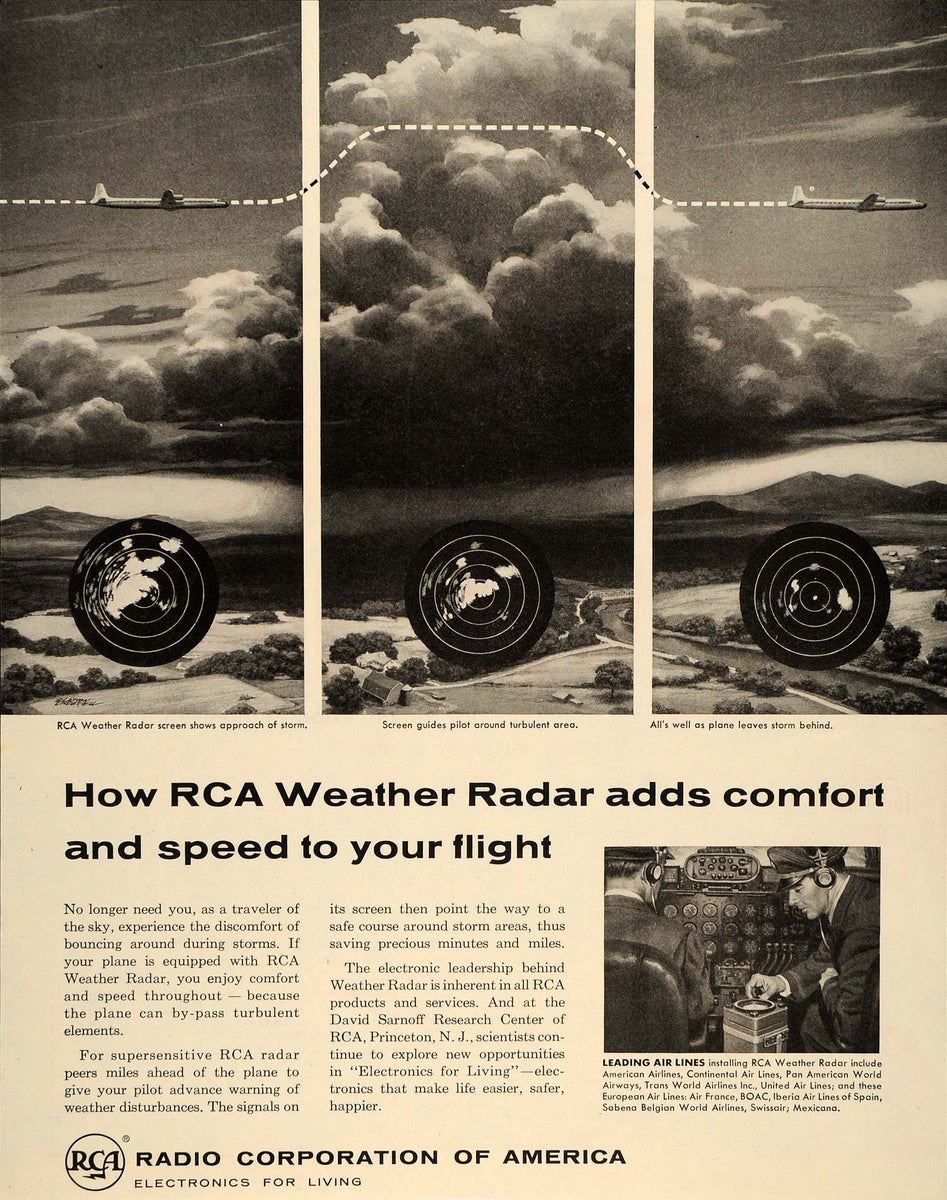 1956 Ad RCA Radio Weather Radar Airplane Cockpit Pilot - ORIGINAL SEP4 ...