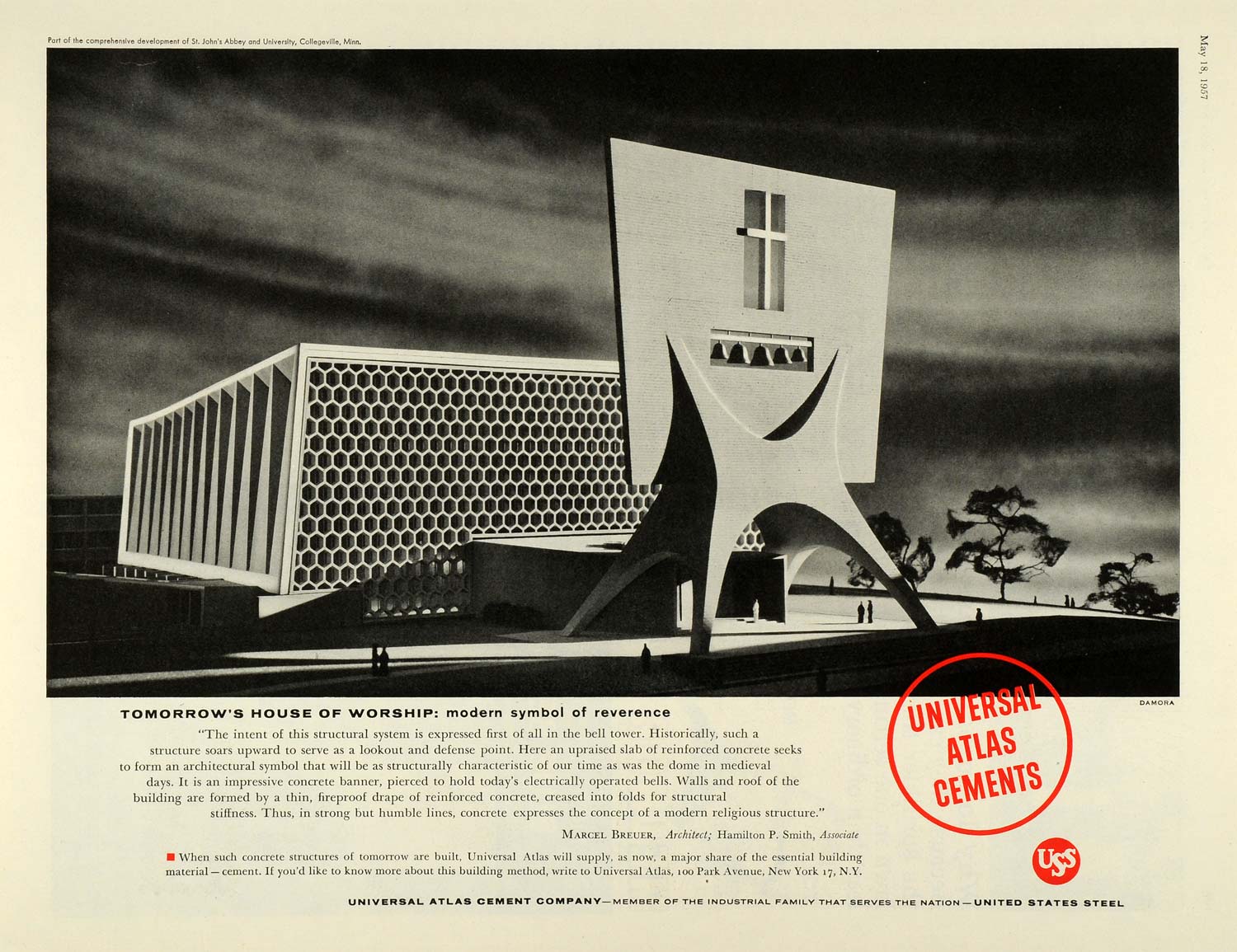 1957 Ad Universal Atlas Cement Company Steel Robert Damora PhotoMarcel ...