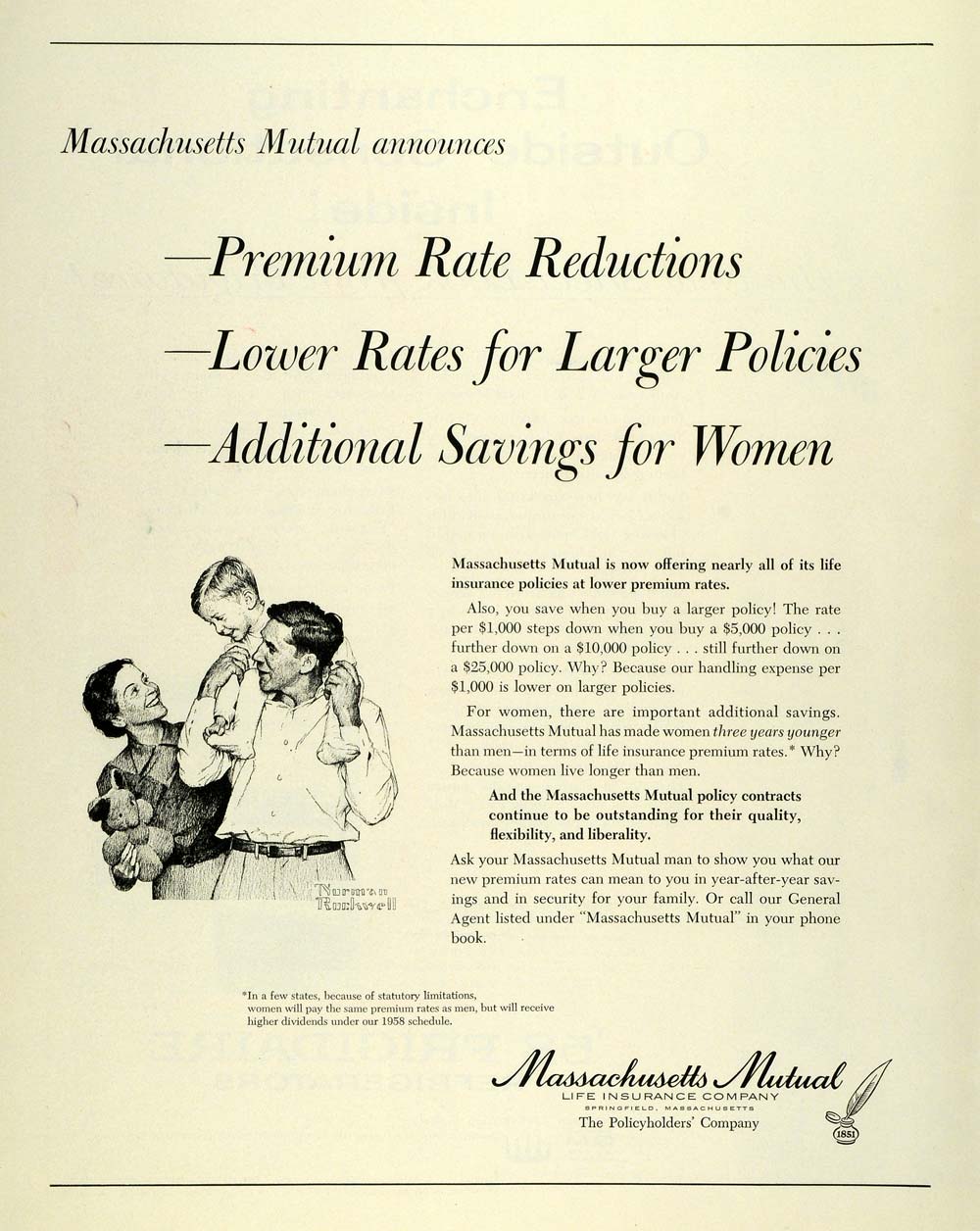 1957 Ad Massachusetts Mutual Life Insurance Springfield Family Coverag ...