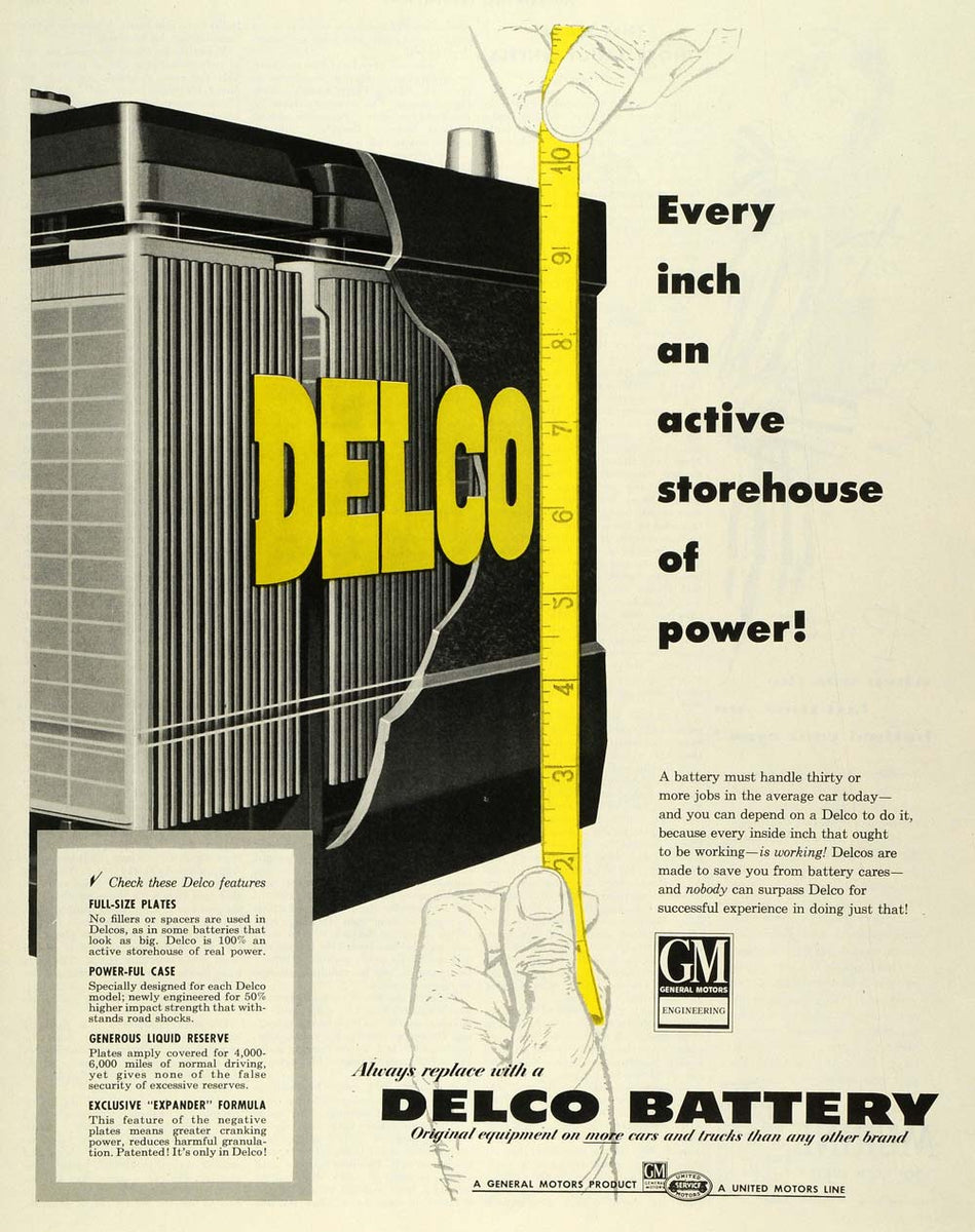 1954 Ad Delco Battery General Motors Logo Car Equipment Motor Vehicle ...