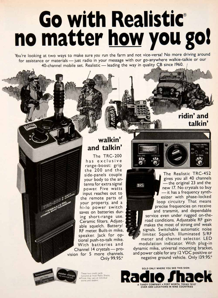 1977 Ad Radio Shack CB Radio Tandy Fort Worth Communication Watts Sque ...