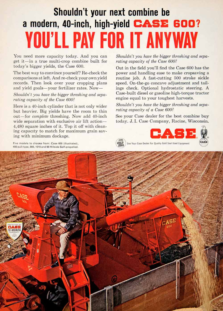 1965 Ad Case Combine Farm Equipment Machinery Agriculture Gold Seal Us ...