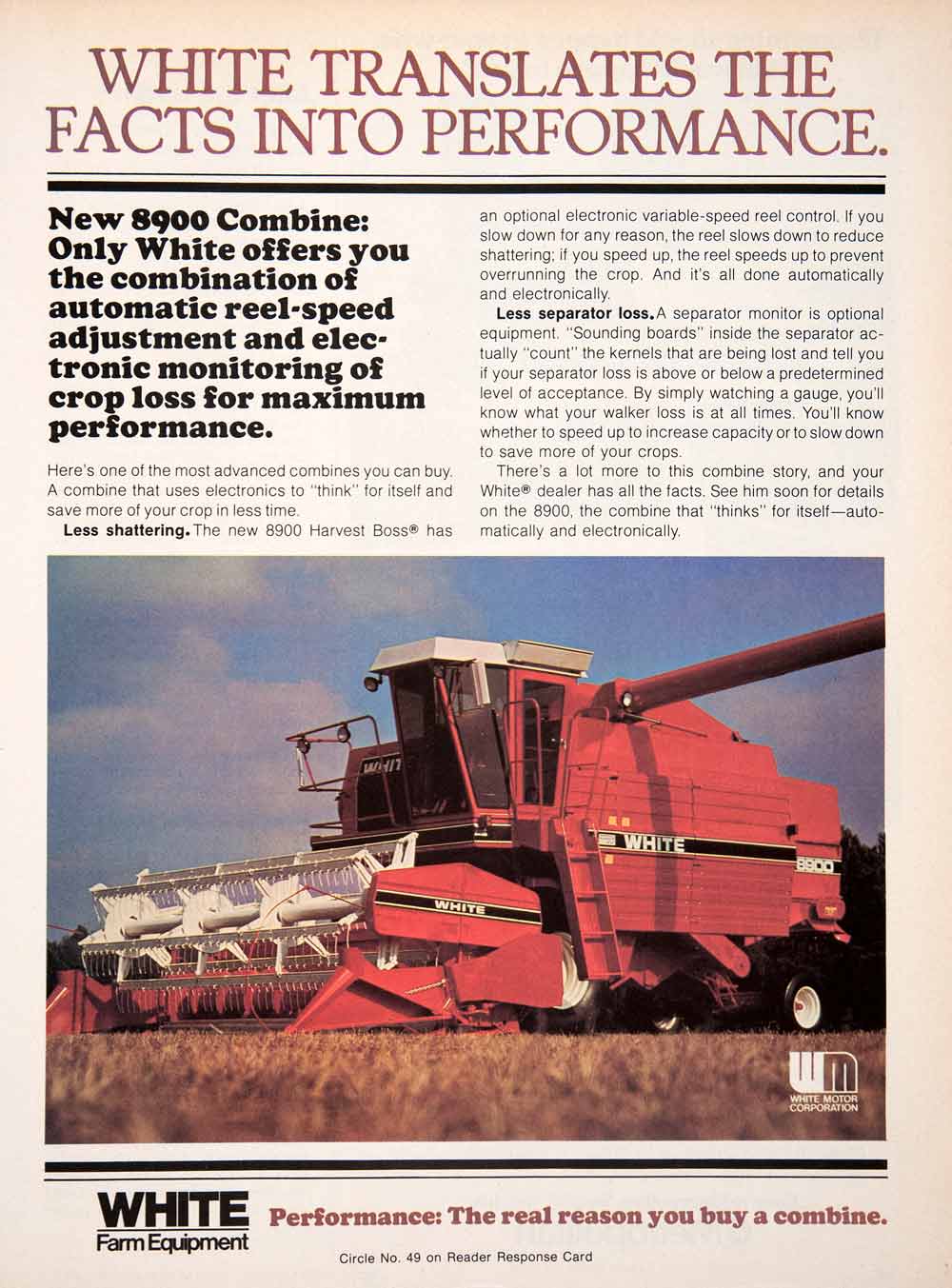 1978 Ad White Farm Equipment 8900 Combine Harvest Boss Agriculture Far ...
