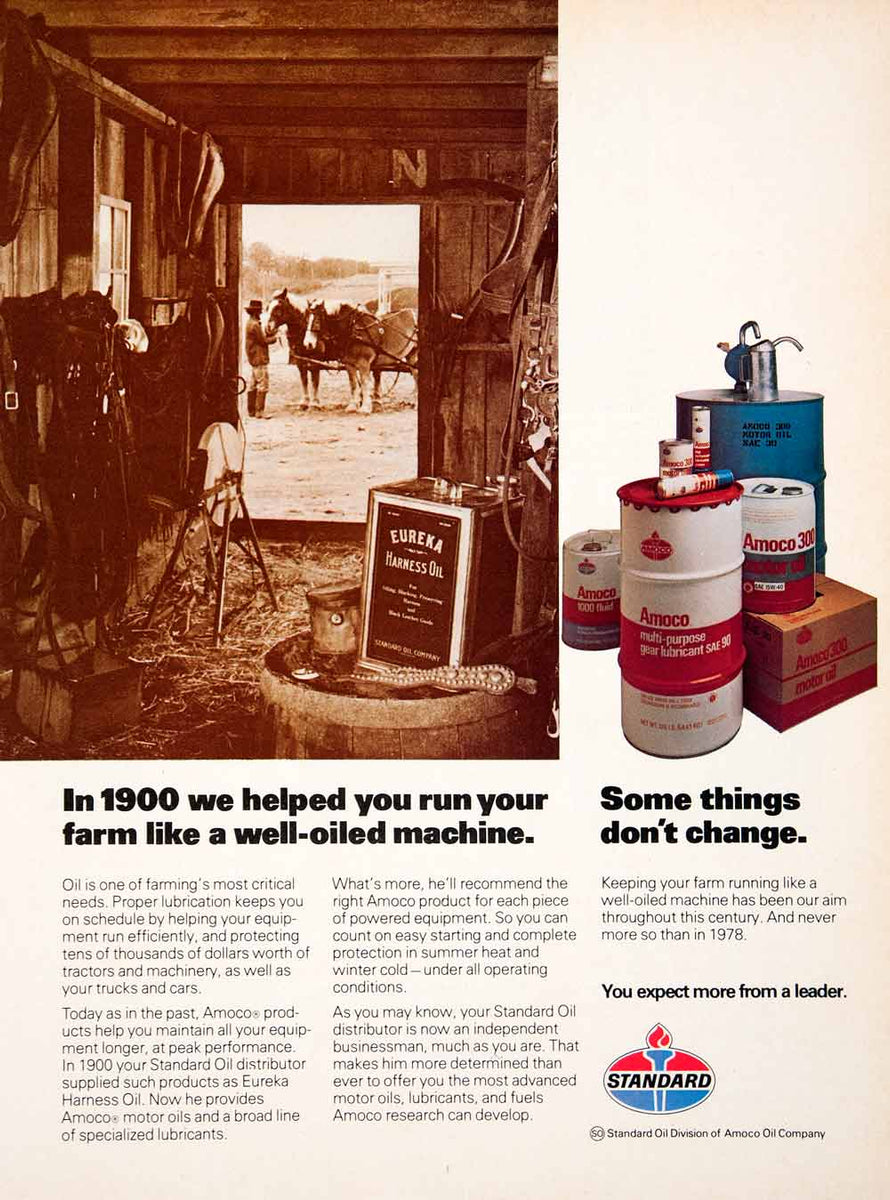 1978 Ad Standard Oil Amoco Fuel Harness Oil Eureka Lubricant Advertise ...