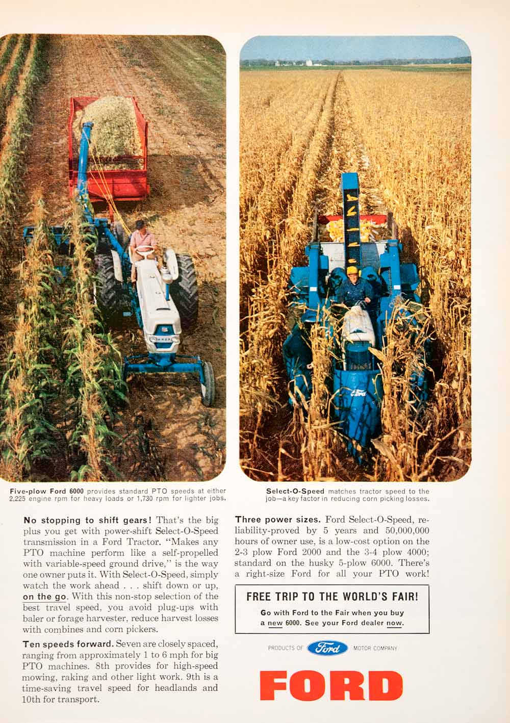 1964 Ad Ford Motor Tractor 6000 Husky Agriculture Farming Farmer Field ...