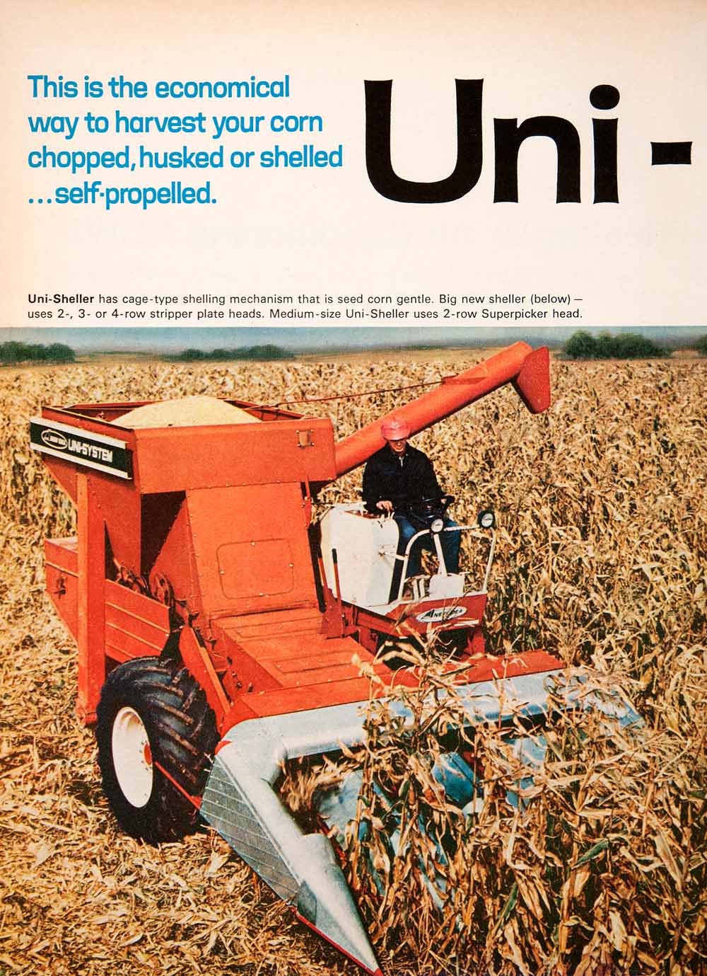 1967 Ad Uni-System New Idea Combine Harvester Agriculture Farm Machine ...