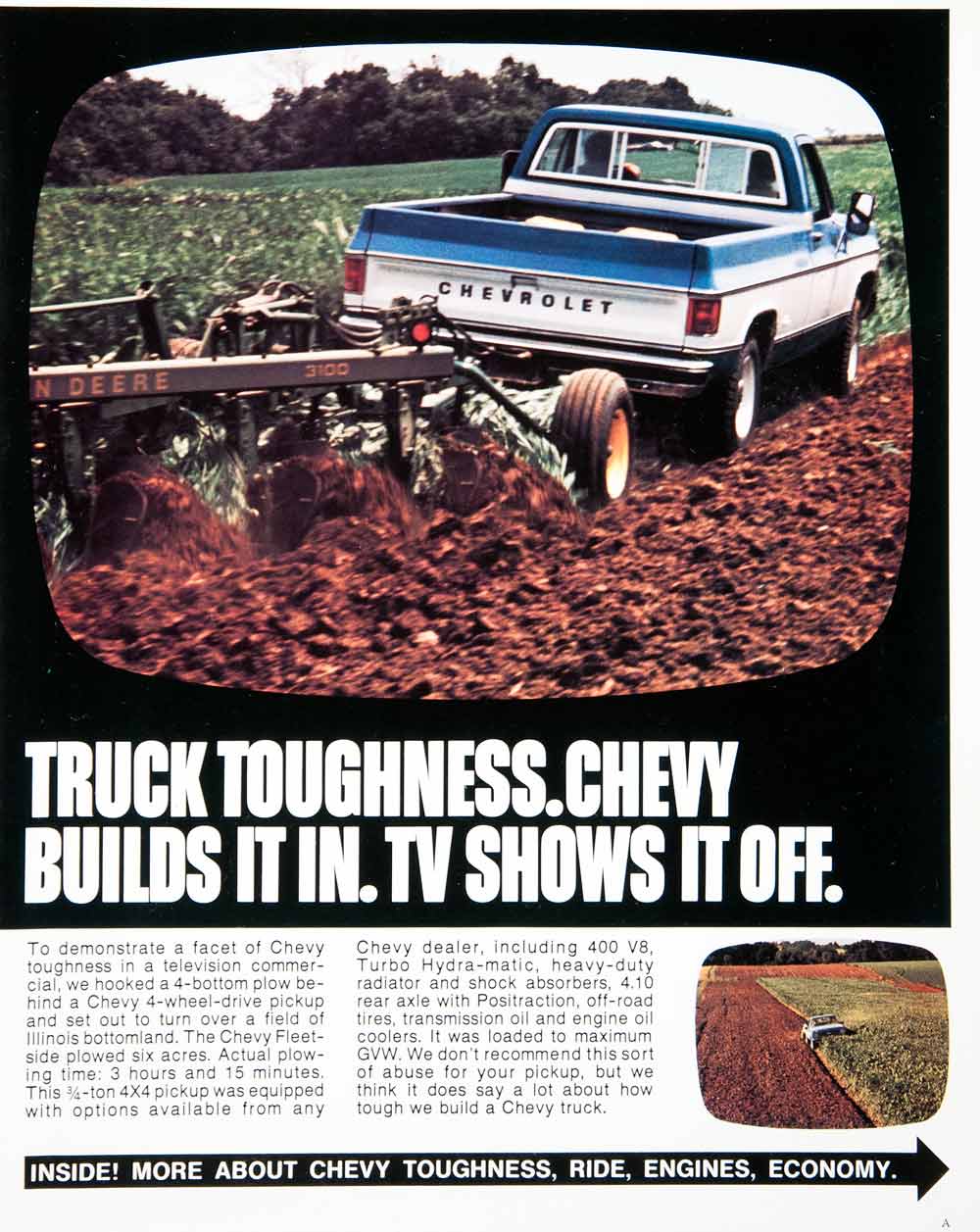 1975 Ad Chevy Chevrolet Pickup Truck Farming Engine Chassis Bonus Cab ...