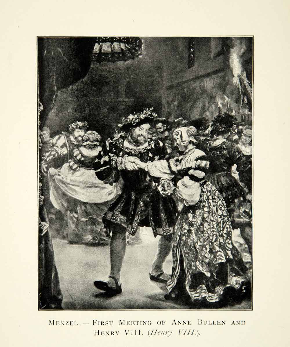1901 Print Adolph Menzel King Henry VIII Anne Bullen Dance William SIA ...