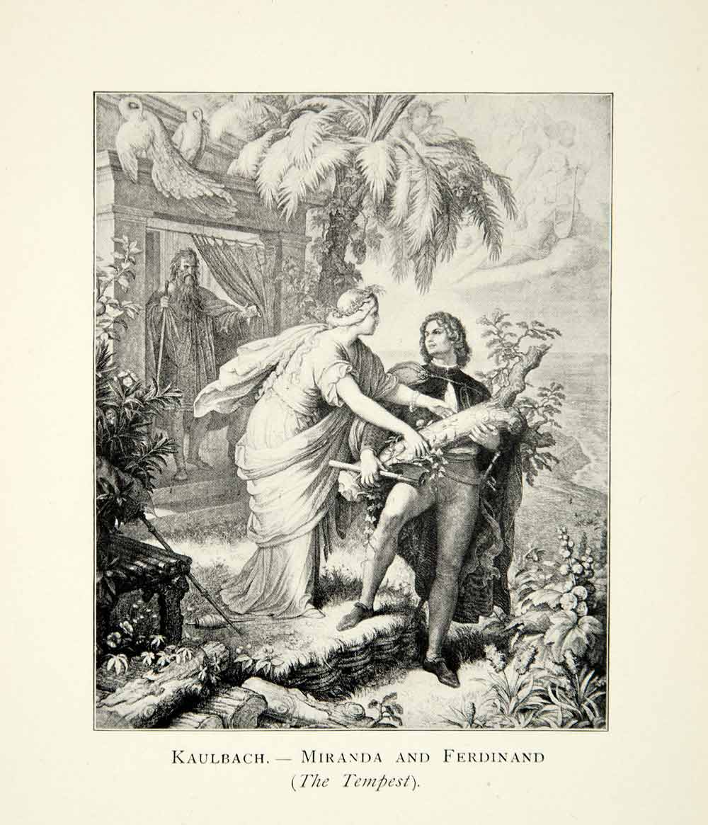 1901 Print Miranda Ferdinand Tempest William Shakespeare Wilhelm Von S ...