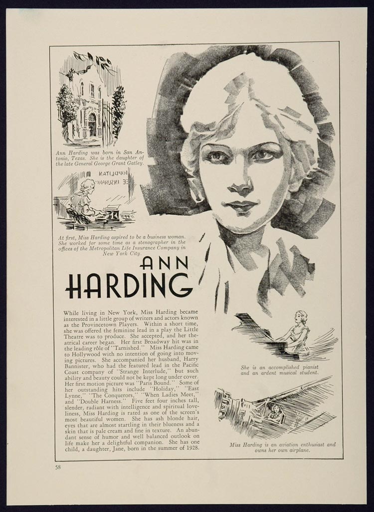 1933 John Gilbert Ann Harding Actor Silent Film Star - ORIGINAL ...