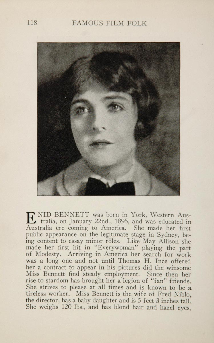 1925 Enid Bennett Australian Lewis Stone Film Actor - ORIGINAL HISTORI ...