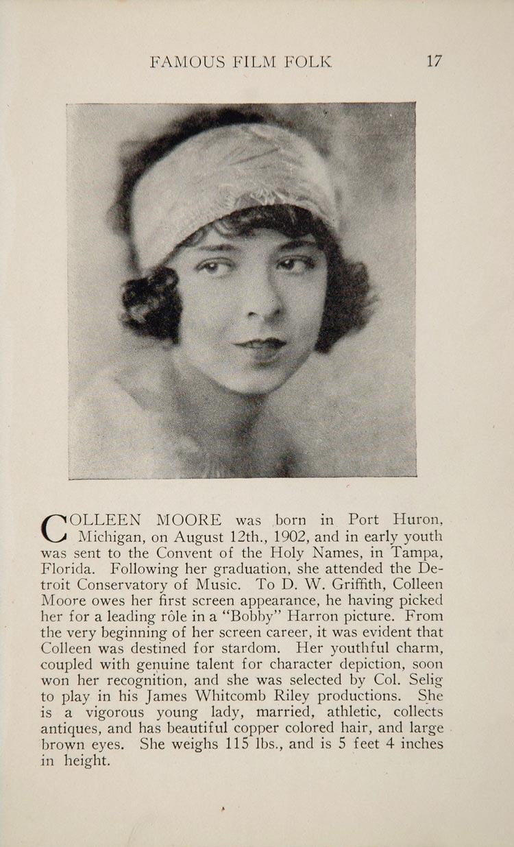1925 Colleen Moore Monte Blue Silent Film Movie Actor ORIGINAL HISTORI ...