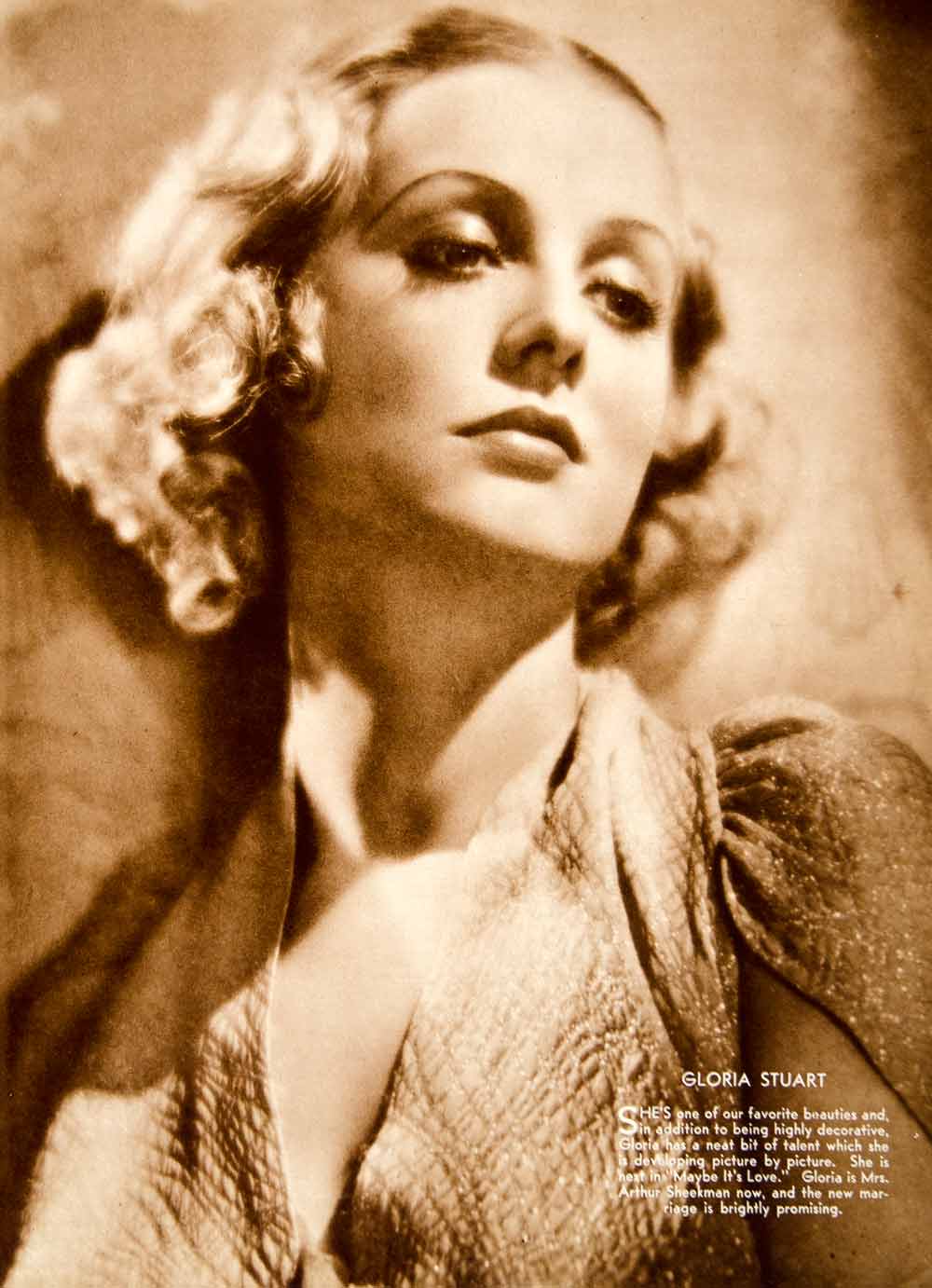 1934 Rotogravure Gloria Stuart Titanic Actress Portrait Costume Fashio ...