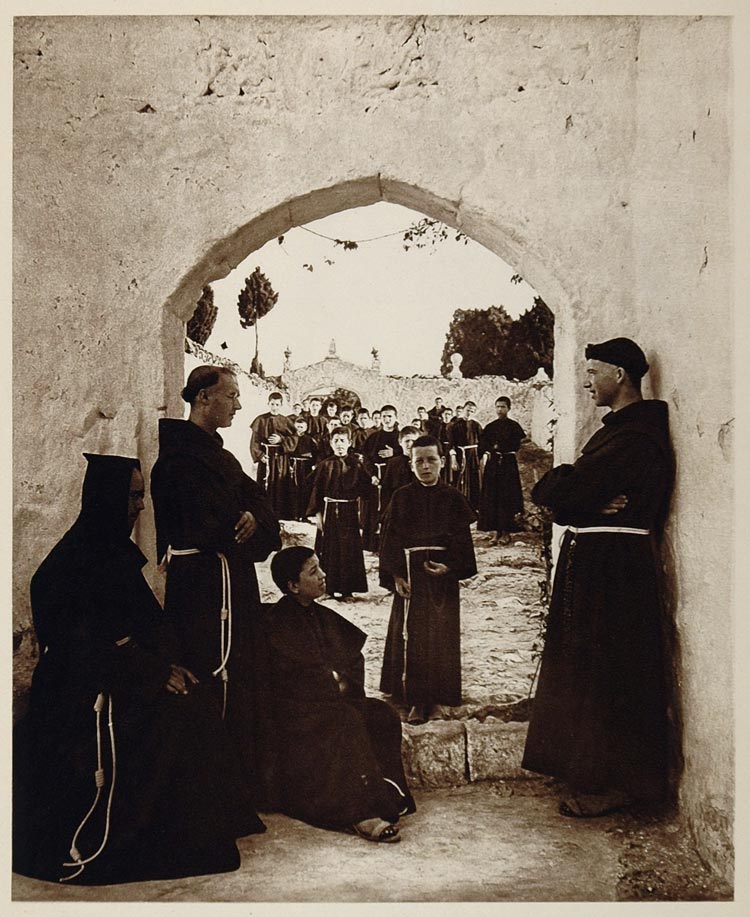 1925 Escuela Monasterio Monastery School Monks Spain - ORIGINAL PHOTOG ...