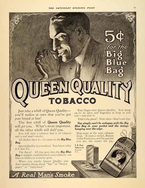 1912 Ad Queen Quality Antique Tobacco Smoke Cigarettes - ORIGINAL SP4 ...