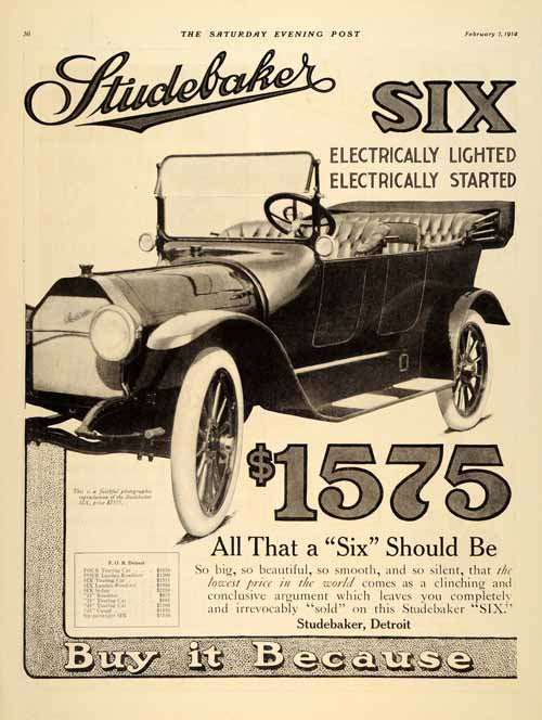 1914 Ad Studebaker Six Antique Automobile Pricing - ORIGINAL ADVERTISI ...