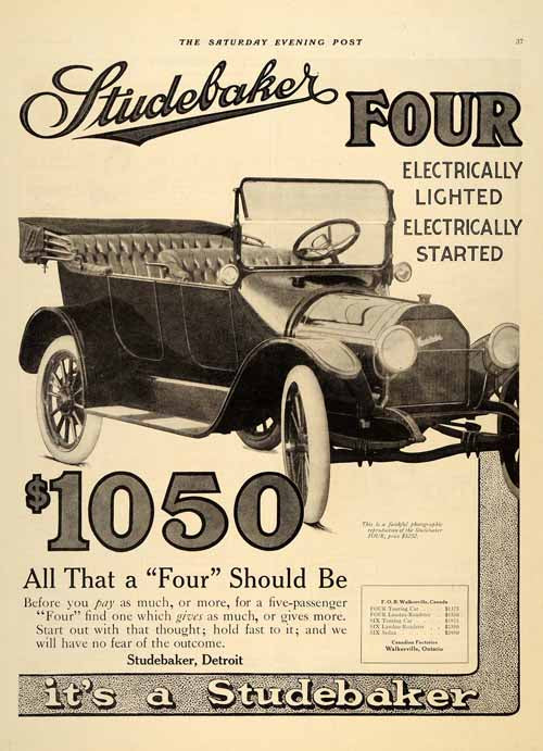 1914 Ad Studebaker Six Antique Automobile Pricing - ORIGINAL ADVERTISI ...