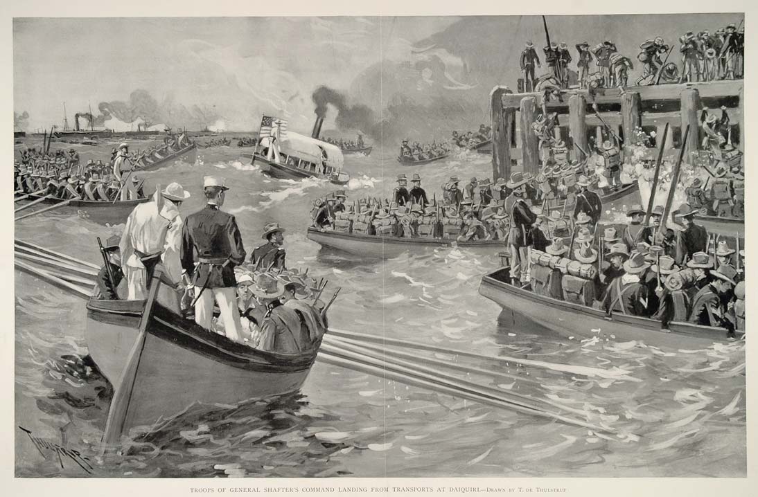 1899 Print Spanish-American War General Shafter Troops Landing Soldier ...