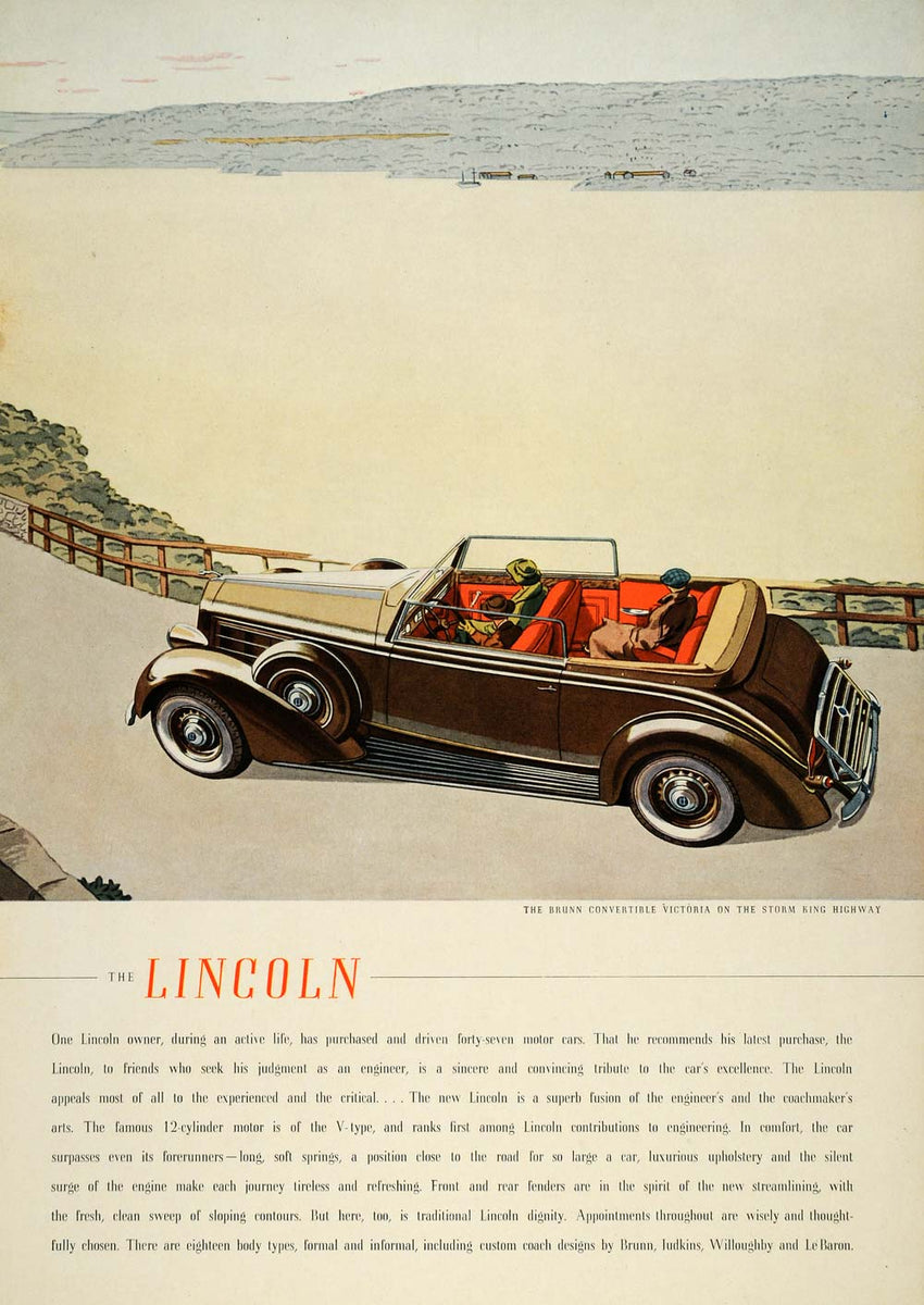 1936 Ad Lincoln Brunn Model Storm King Highway New York - ORIGINAL SPM ...