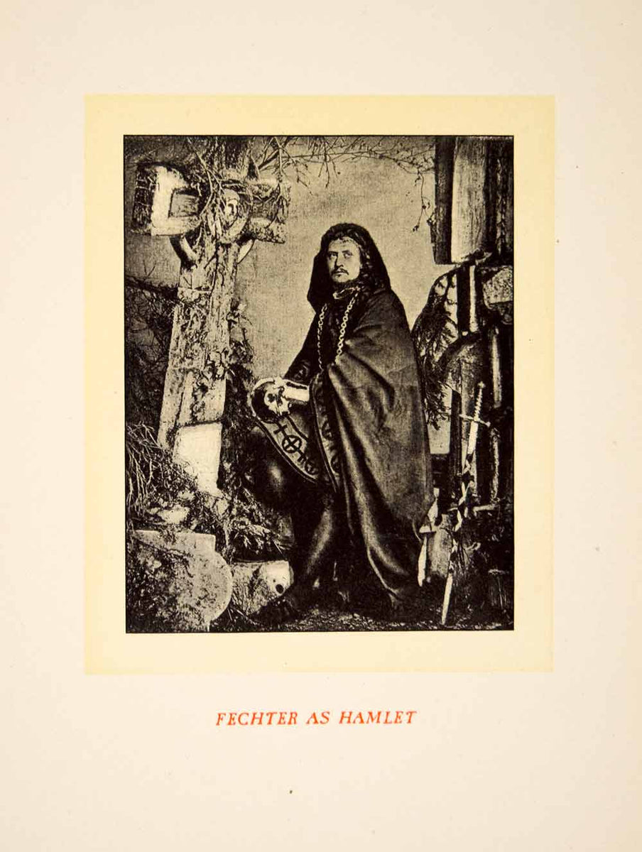 1900 Lithograph Charles Fechter Portrait Actor Hamlet Shakespeare Thea ...
