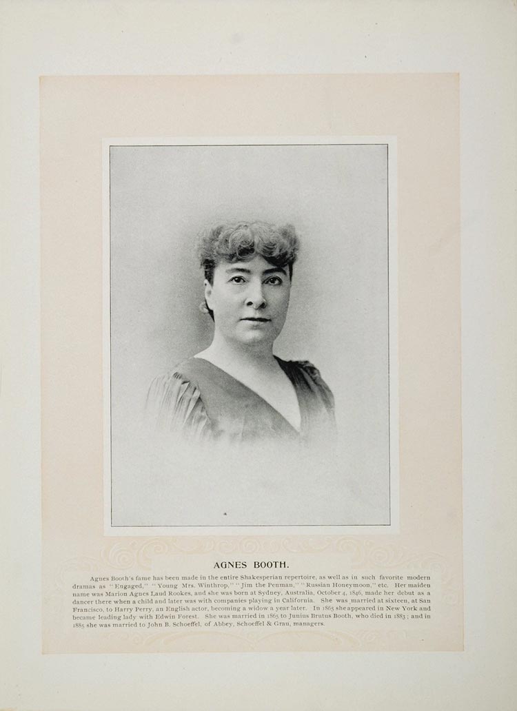 1894 Theater Actors Agnes Booth Frank Daniels Comedian - ORIGINAL STAG ...