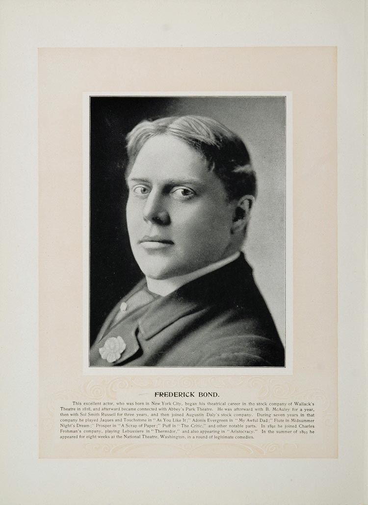 1894 Theater Actors Isabelle Evesson Frederick Bond - ORIGINAL STAGE2 ...