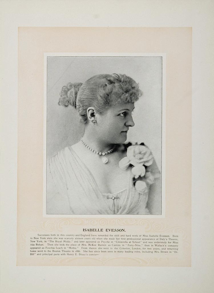 1894 Theater Actors Isabelle Evesson Frederick Bond - ORIGINAL STAGE2 ...