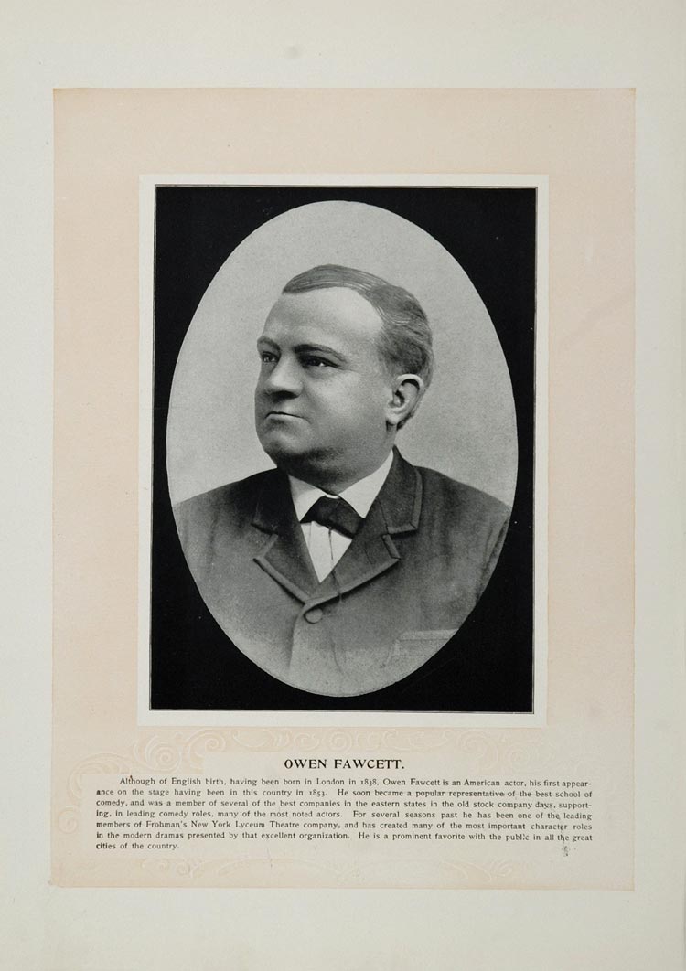 1894 Theater Stage Actors Owen Fawcett William Terriss - ORIGINAL STAG ...